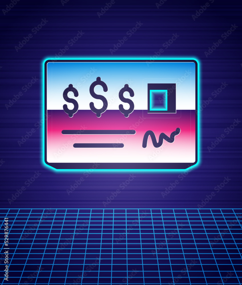 Retro style Blank template of the bank check and pen icon isolated ...