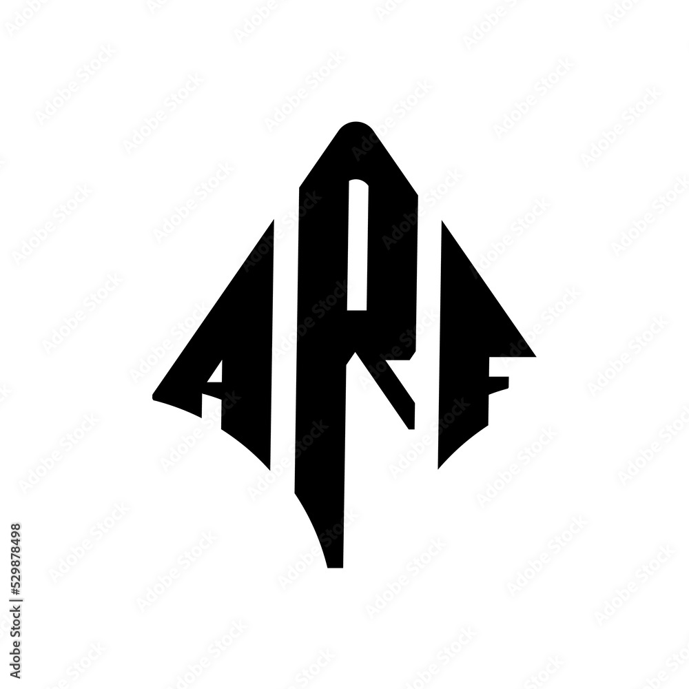ARF letter logo design. ARF modern letter logo with black background ...
