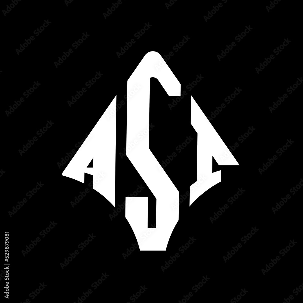 ASI letter logo design. ASI modern letter logo with black background ...