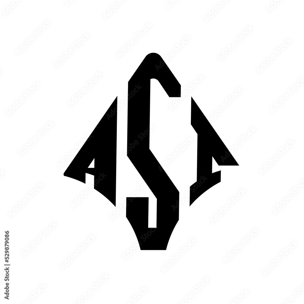 ASI letter logo design. ASI modern letter logo with black background ...