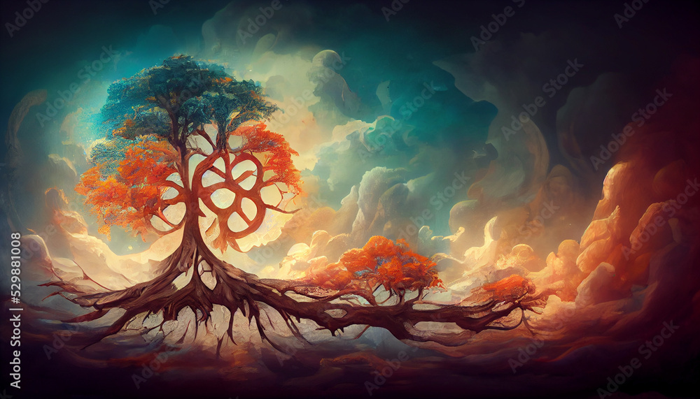 Digital art of the Tree of Life. Stock Illustration | Adobe Stock