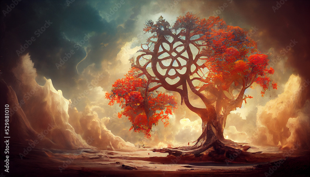 Digital art of the Tree of Life. Stock Illustration | Adobe Stock