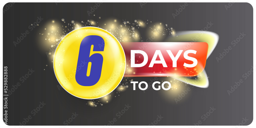 Six days to go countdown horizontal grey banner design template. 6 days to go sale announcement ...
