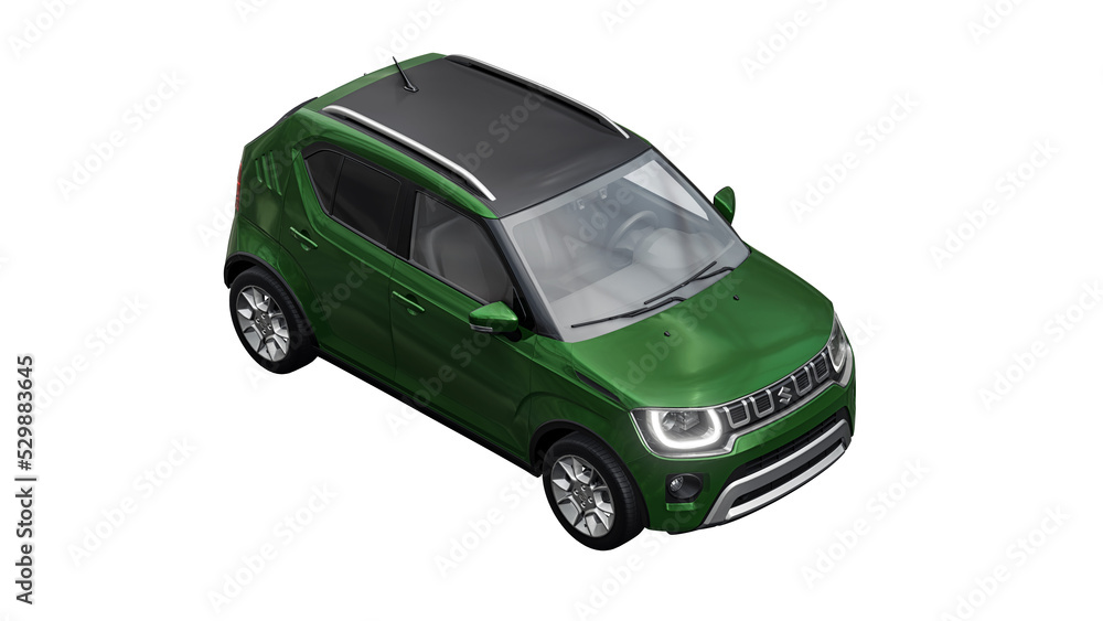Tokio. Japan. September 11, 2022. Green Suzuki Ignis 2022 on a white ...