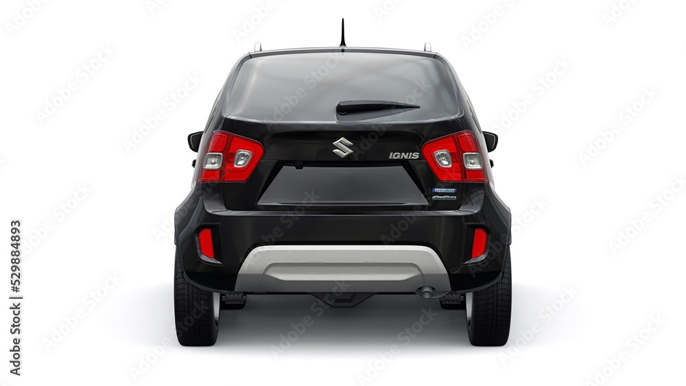 Tokio. Japan. September 11, 2022. Black Suzuki Ignis 2022 on a white ...