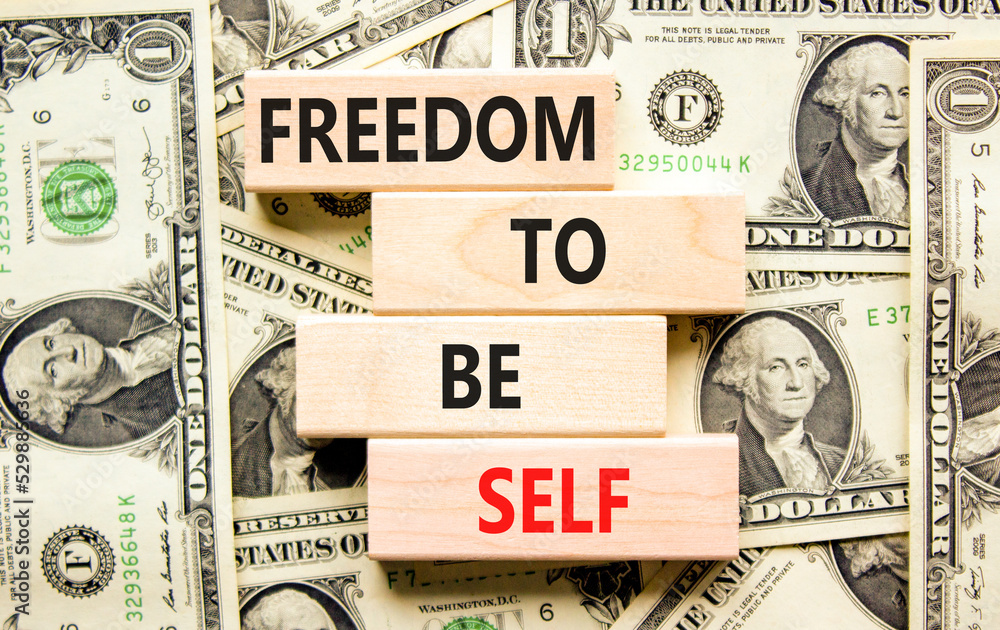 Freedom to be self symbol. Concept words Freedom to be self on wooden ...