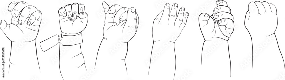 Newborn Baby's hand vector hand drawn line illustartion Stock Vector ...