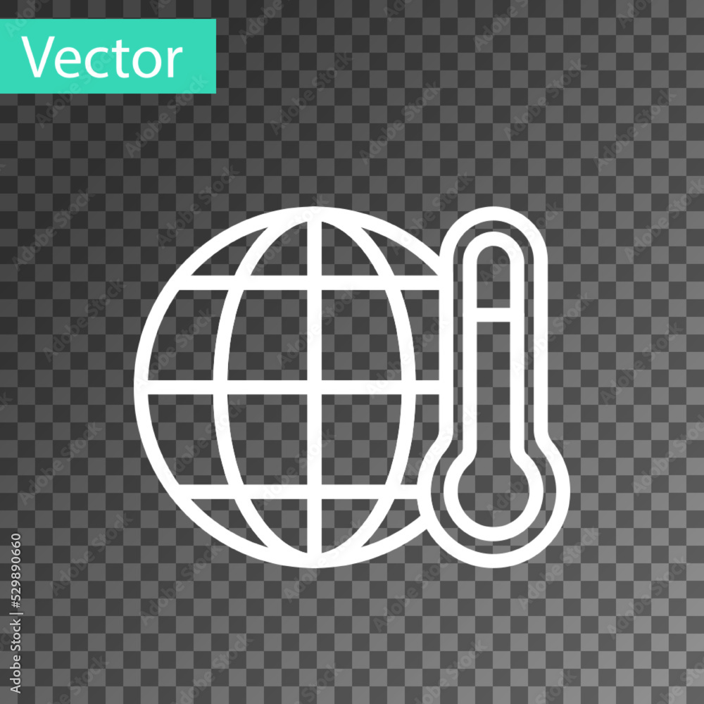 White line Planet earth melting to global warming icon isolated on ...