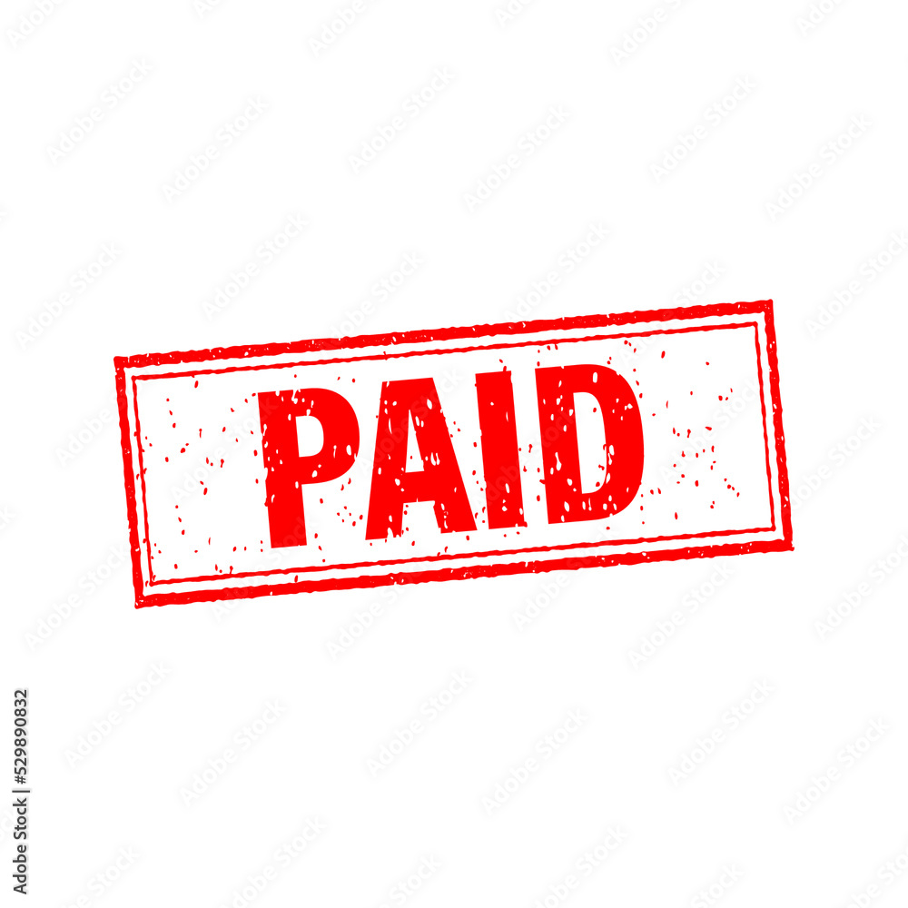 Paid for banner design. Red paid on white background. Grunge texture ...