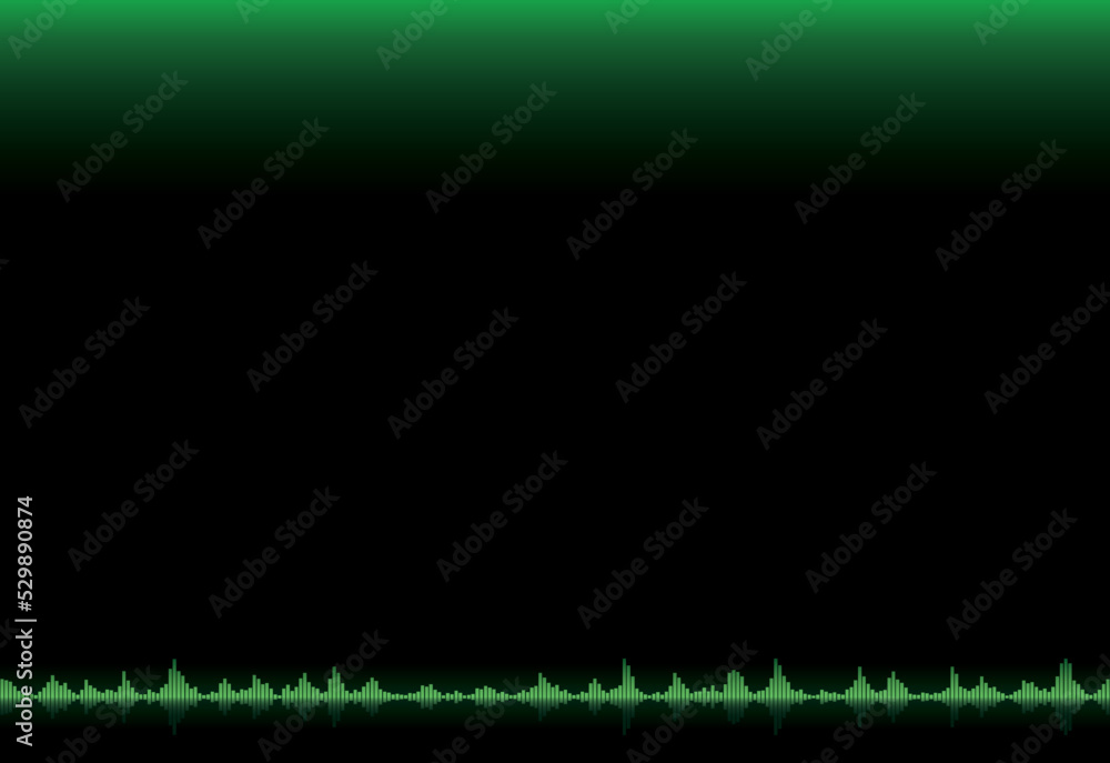 Equalizer bars, green soundwave amplitude, volume level wave, audio ...