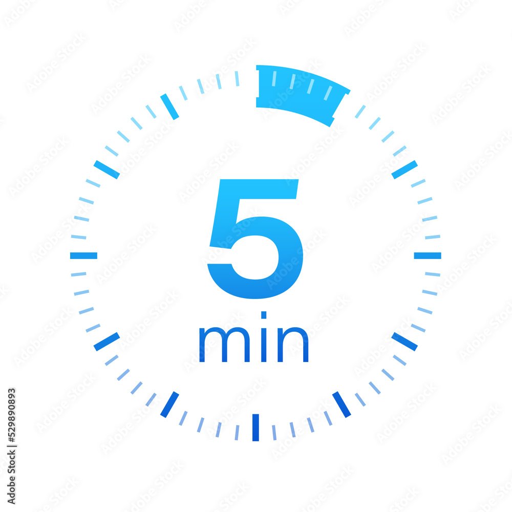 The 5 minutes, stopwatch vector icon. Stopwatch icon in flat style on a ...
