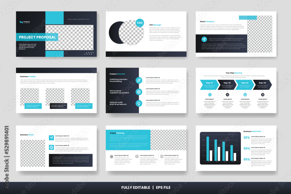 Business presentation template design backgrounds and page layout ...