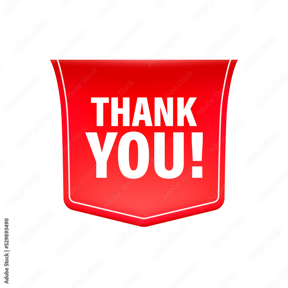 Thank you red ribbon on white background for banner design. Icon for ...