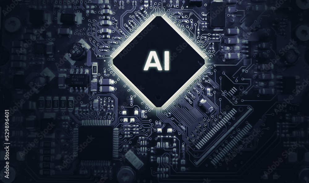 Motherboard chip technology with Artificial intelligence concept ...