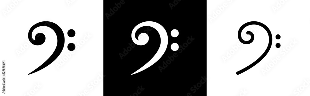 Bass clef icon. Music notes symbol signs, vector illustration Stock ...