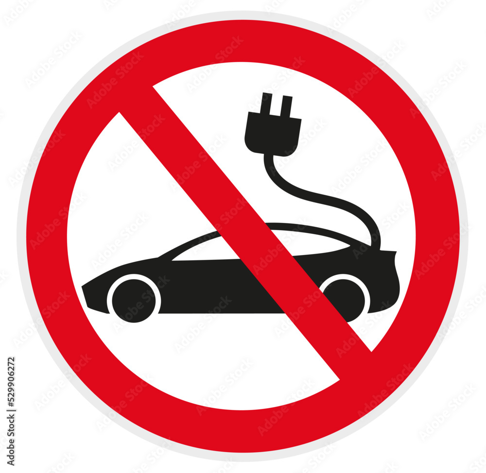 Verbotsschild Piktogramm Elektroauto Stock Vector | Adobe Stock