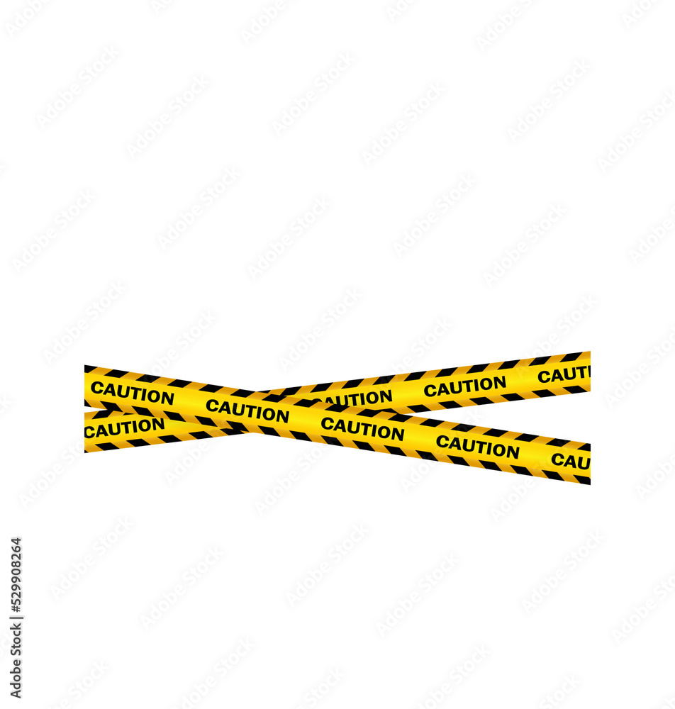 Warning tape on white background. Stop sign vector illustration. Danger ...