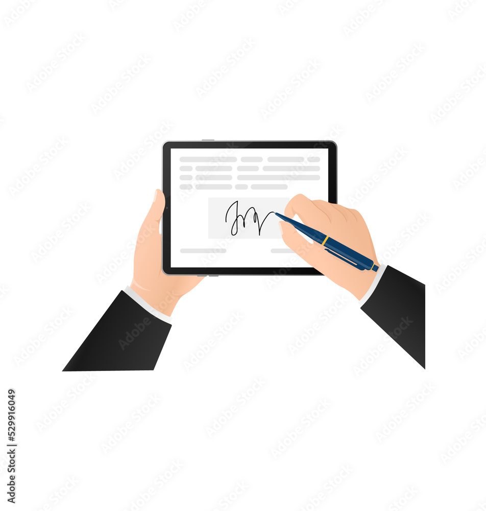 Electronic signature in flat style. Flat infographic. Phone icon vector ...