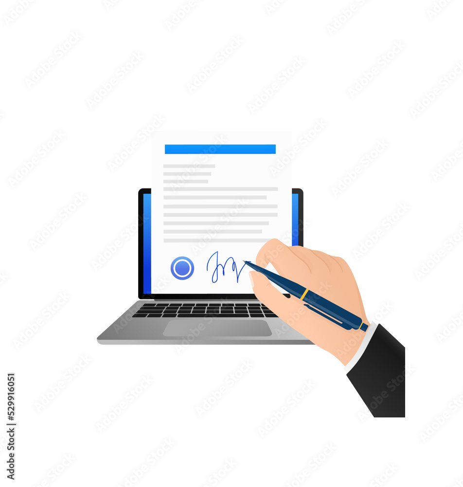 Electronic signature in flat style. Flat infographic. Phone icon vector ...
