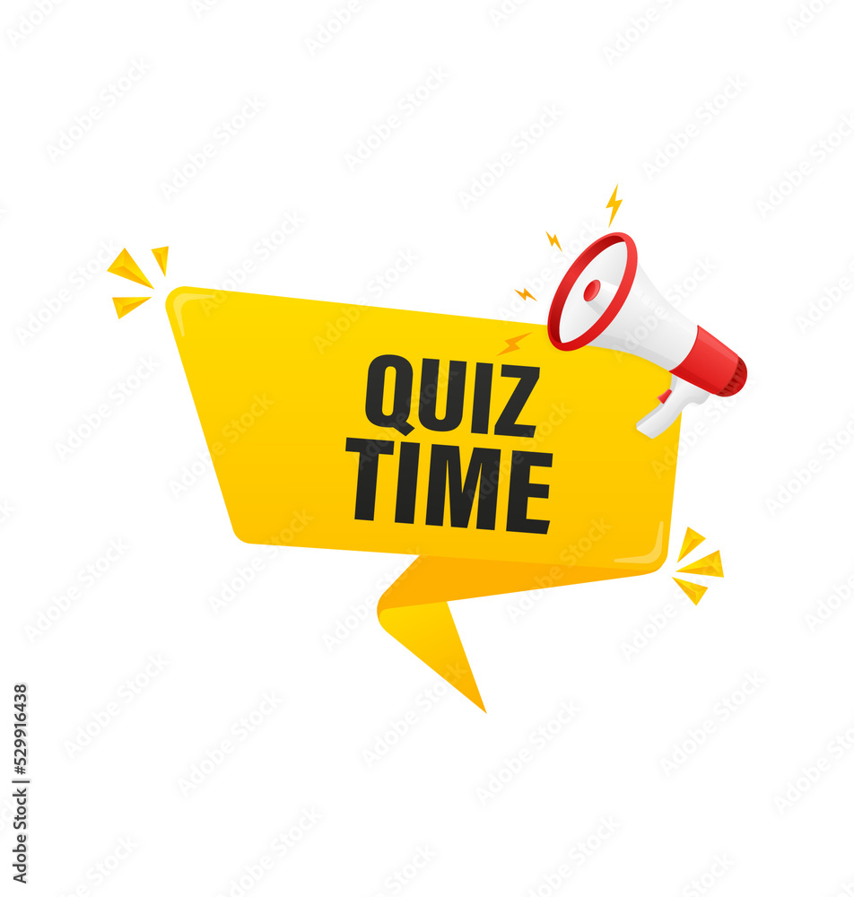 Quiz time megaphone on white background for flyer design. Vector ...