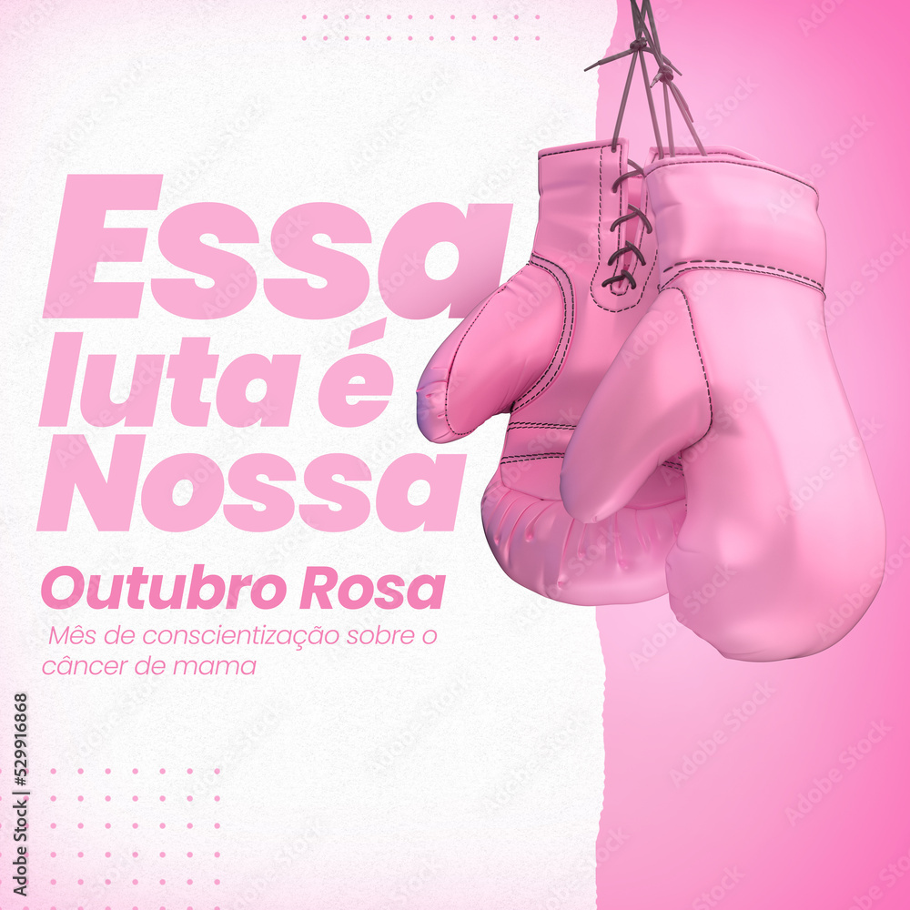 Póster OUTUBRO ROSA MÊS DE CONSCIENTIZAÇÃO BANNER COM LUVA 3D ROSA ...
