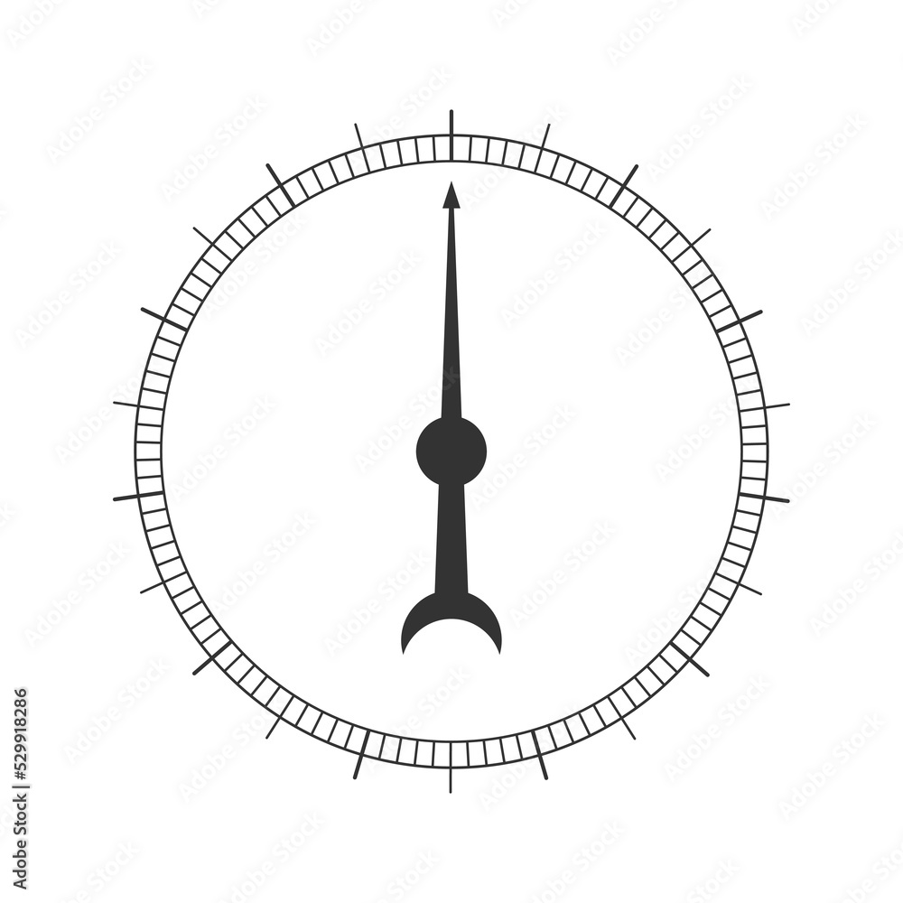 Round measuring scale with arrow. 360 degree template of barometer ...