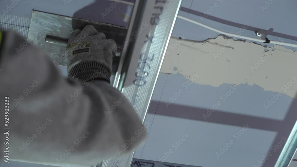 Hard male work on construction site. professional worker in special ...