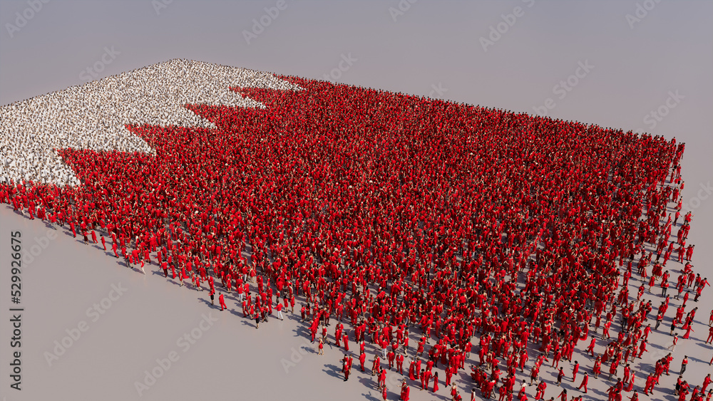 Aerial view of a Crowd of People, coming together to form the Flag of ...
