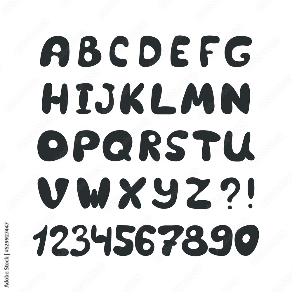 Vetor de Black hand drawn Bright English alphabet. Creative children ...