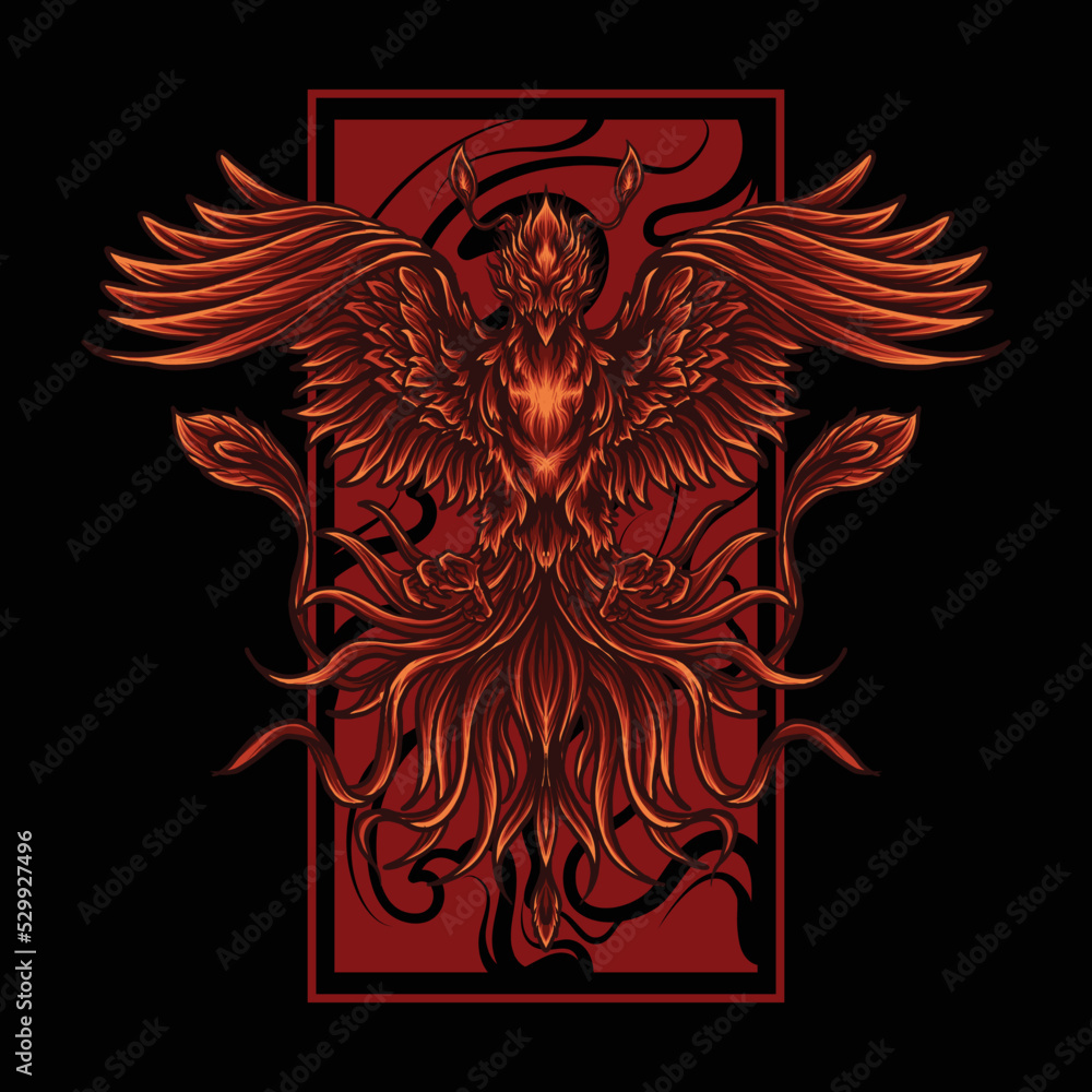 artwork illustration and t shirt design phoenix engraving ornament ...