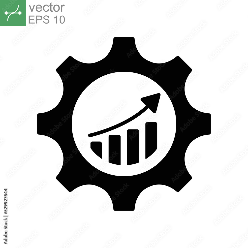 Analytics business arrow glyph icon. Marketing productivity progress ...
