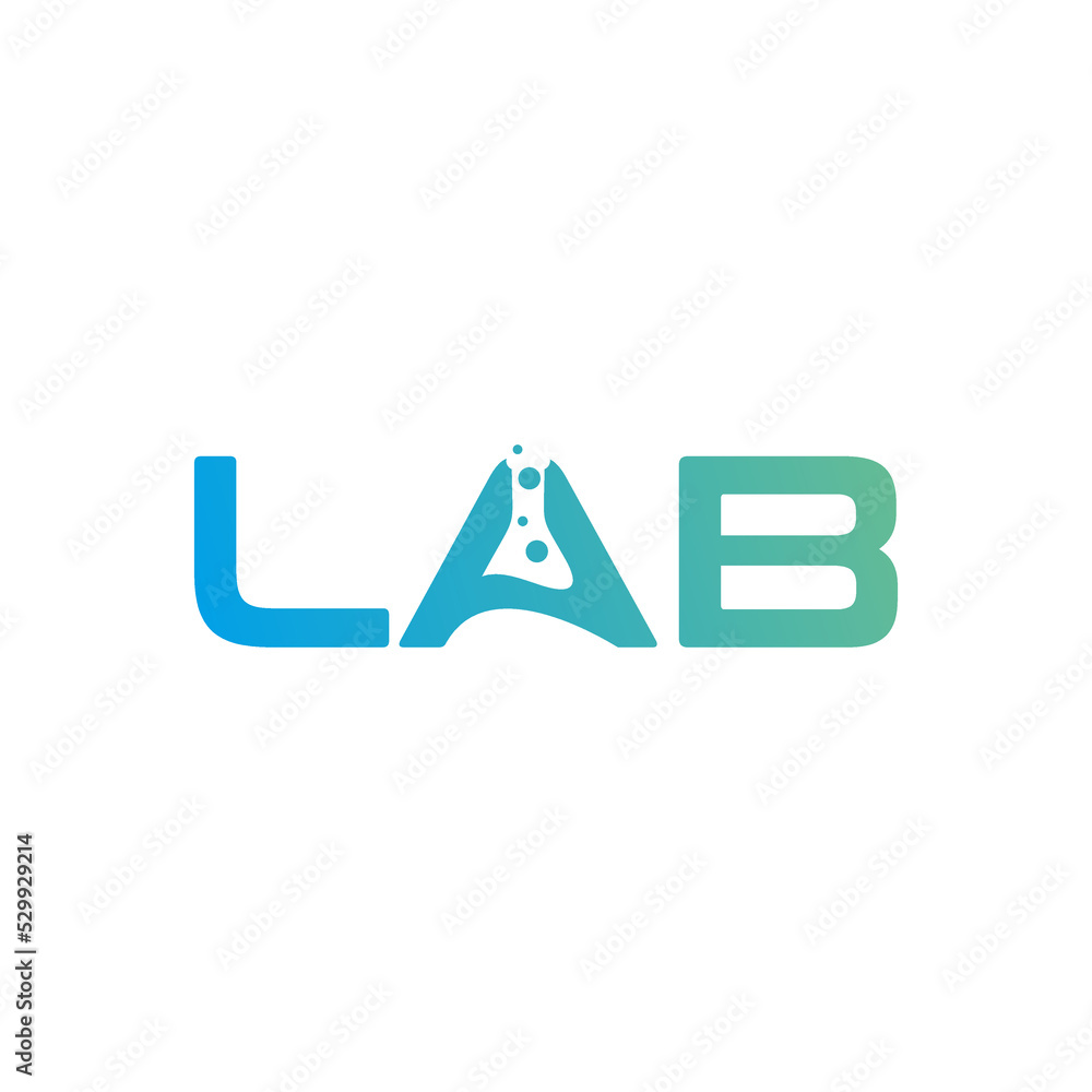 Lab logo letter icon vector isolated design with laboratory glass and ...