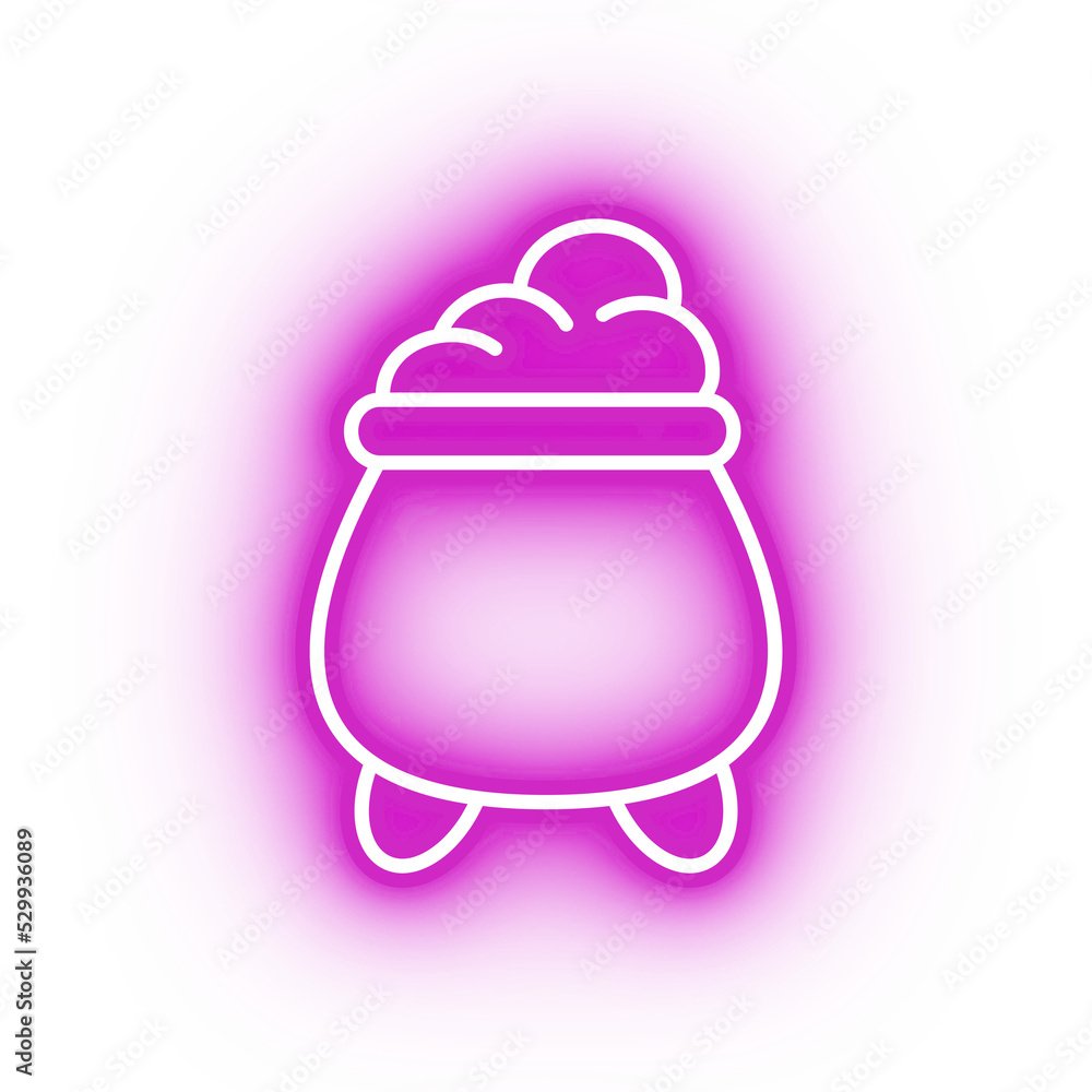 Neon pink cauldron icon, illustration of glowing cauldron on ...