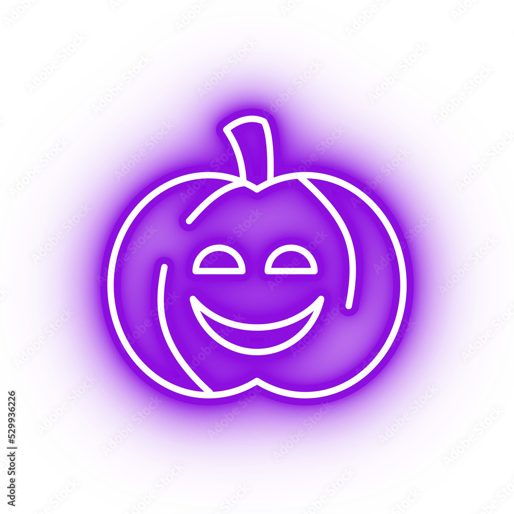 Neon purple pumpkin icon, illustration of glowing pumpkin on ...
