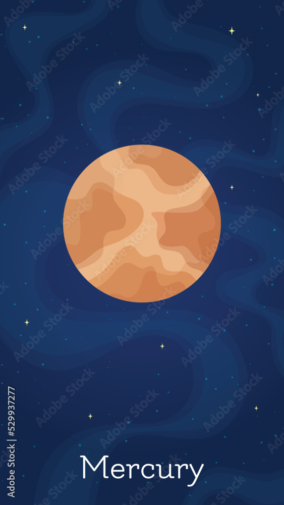 Solar system planet Mercury vector illustration. Galaxy space objects ...