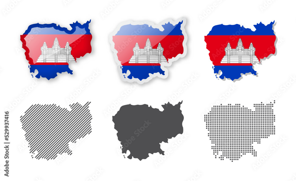 Cambodia - Maps Collection. Six maps of different designs. Stock Vector ...