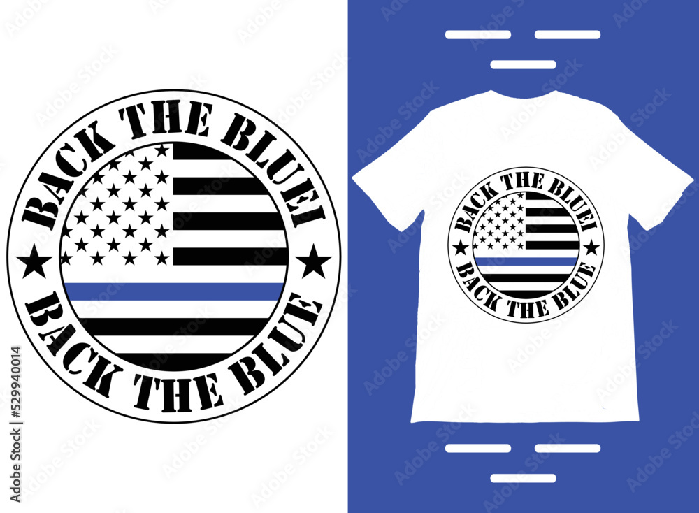 Back the Blue Thin Blue Line Police Officer American Flag T-Shirt ...