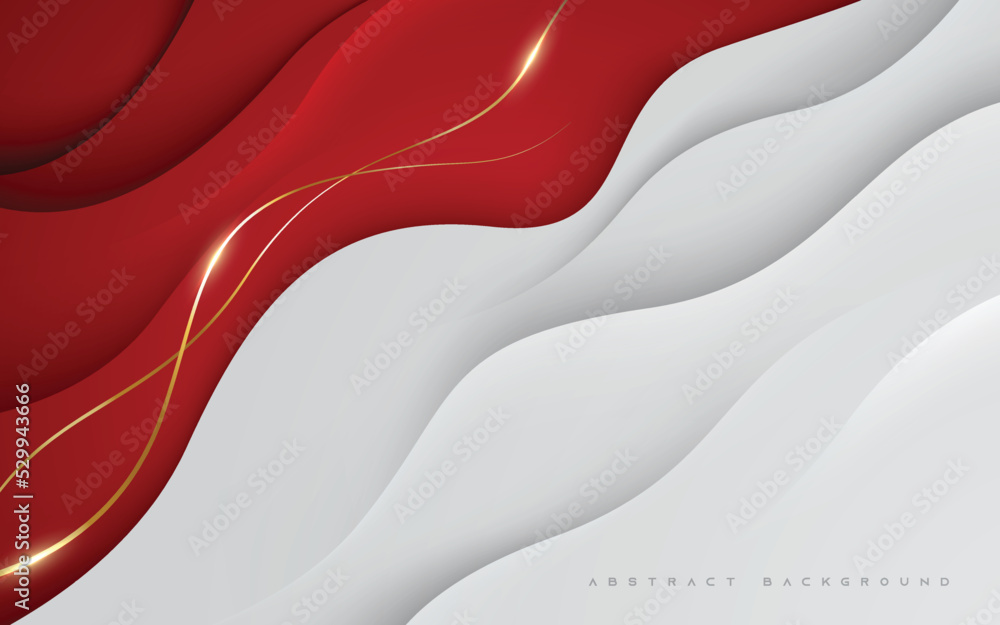 Red and white dimension background dynamic papercut layers Stock Vector ...
