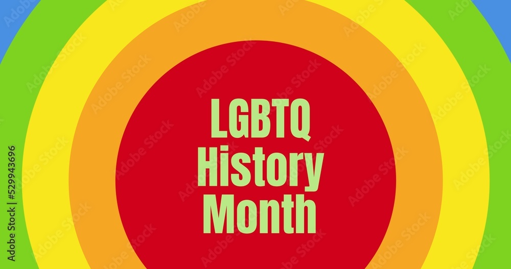 Vector image of lgbtq history month text on circular rainbow flag ...