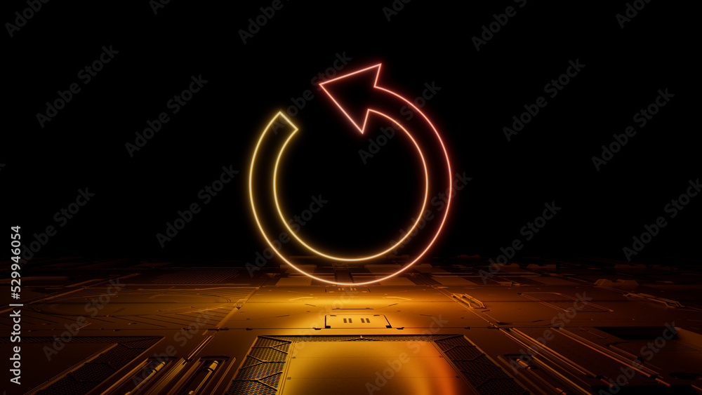 Orange and Yellow Reload Technology Concept with refresh symbol as a ...