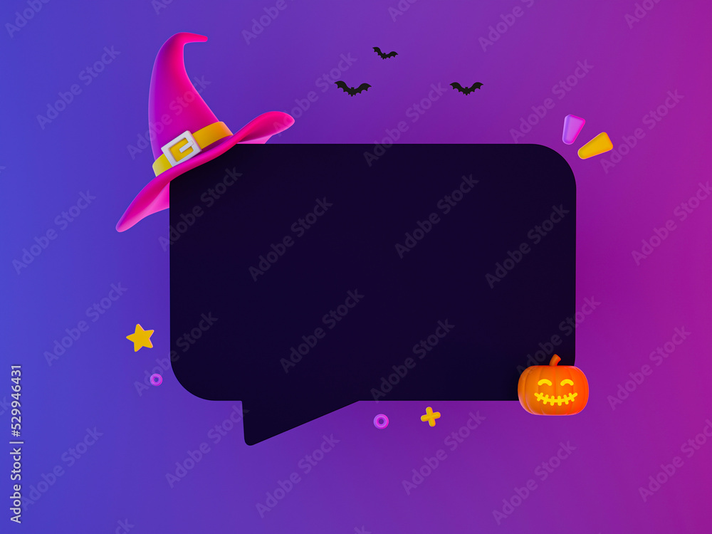 3d minimal horror Halloween theme. Halloween template. blank text box ...