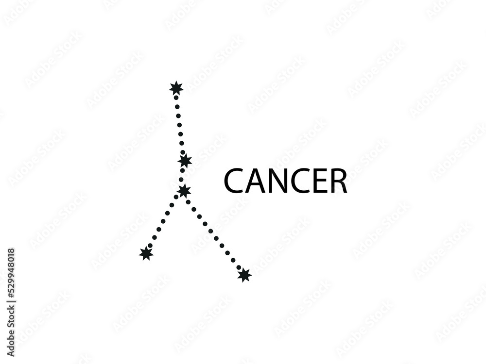 Cancer Zodiac Constellation. Sky map. Horoscope Symbol. Vector ...