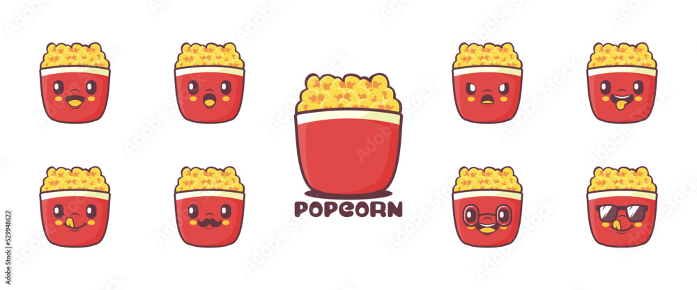 popcorn cartoon. fast food vector illustration Stock Vector | Adobe Stock
