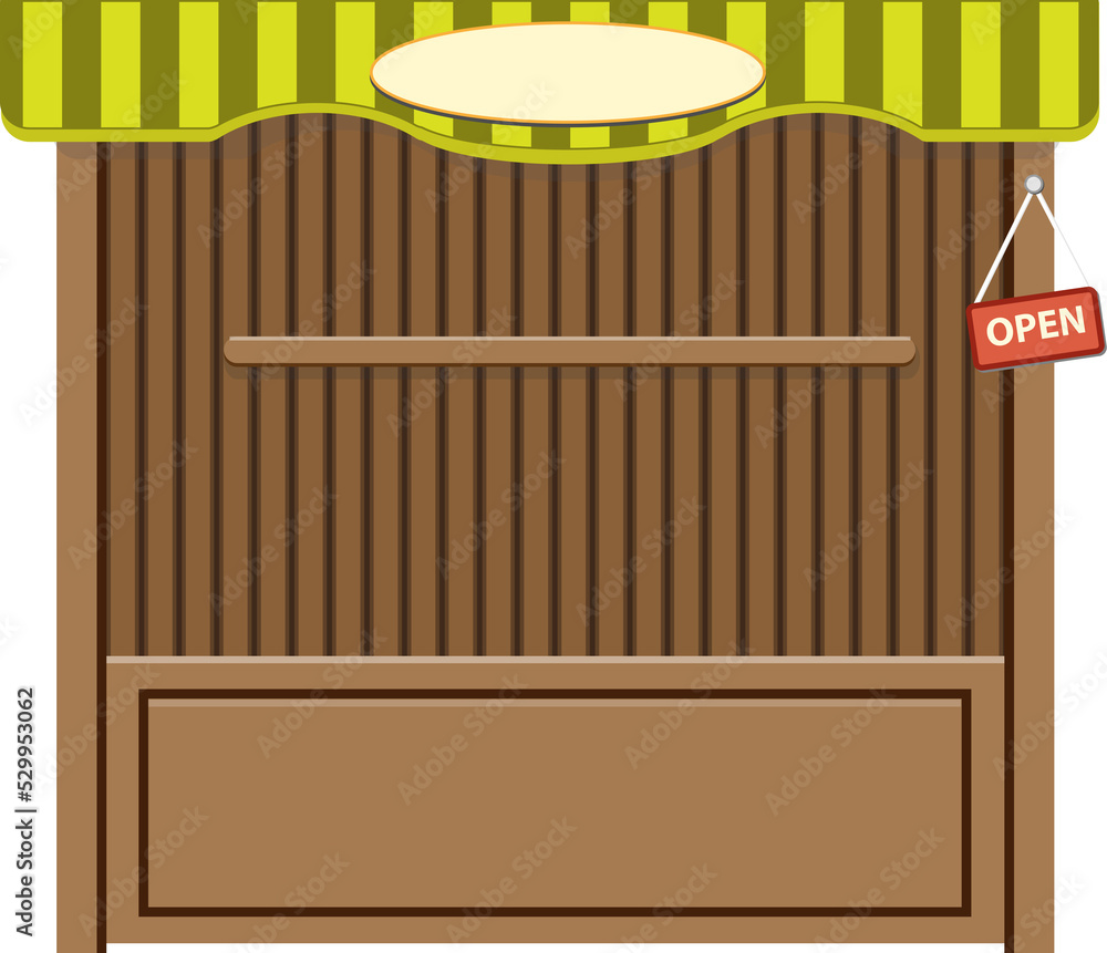 Cute nursery cartoon wooden market stalls Stock Illustration | Adobe Stock