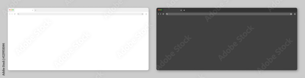 Blank web browser window with tab, toolbar and search field. Modern ...
