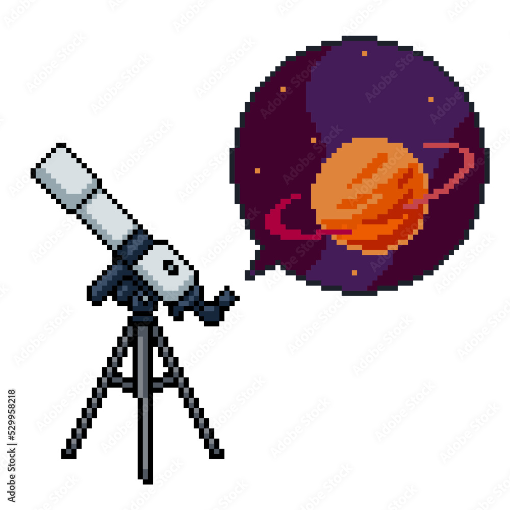 pixel art telescope astronomy science Stock Vector | Adobe Stock