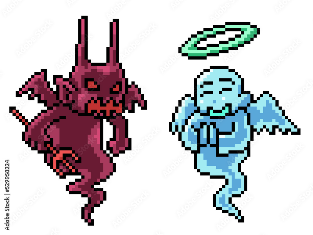 pixel art demon angel spirit Stock Vector | Adobe Stock