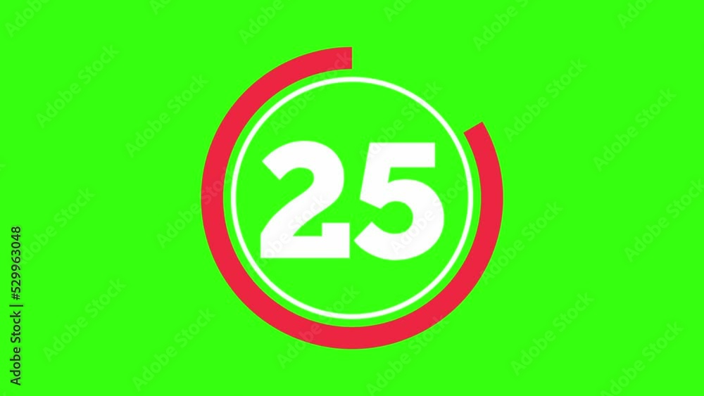 30 Seconds Countdown Timer With Animated Red Indicator On Green Screen