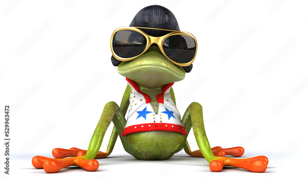Fun 3D cartoon illustration of a frog rocker Stock Illustration | Adobe ...
