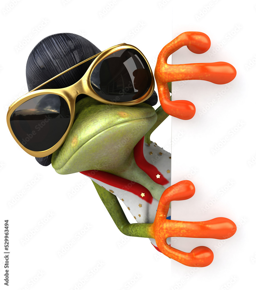 Poster Fun 3D cartoon illustration of a frog rocker – Wall Art | UkPosters